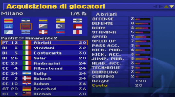 Moldani, Wehah e Buban: il Milan di Iss Pro Evolution nel 1999